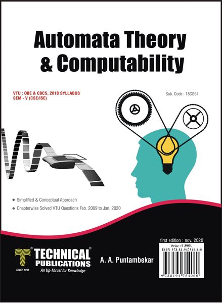Automata Theory and Computability for BE VTU Course 18 OBE & CBCS (V- – BookStation