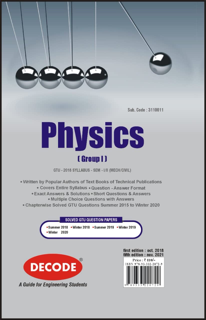 Physics (Group 1) for GTU 18 Course (I/II - Mech./Civil - 3110011) (De – BookStation