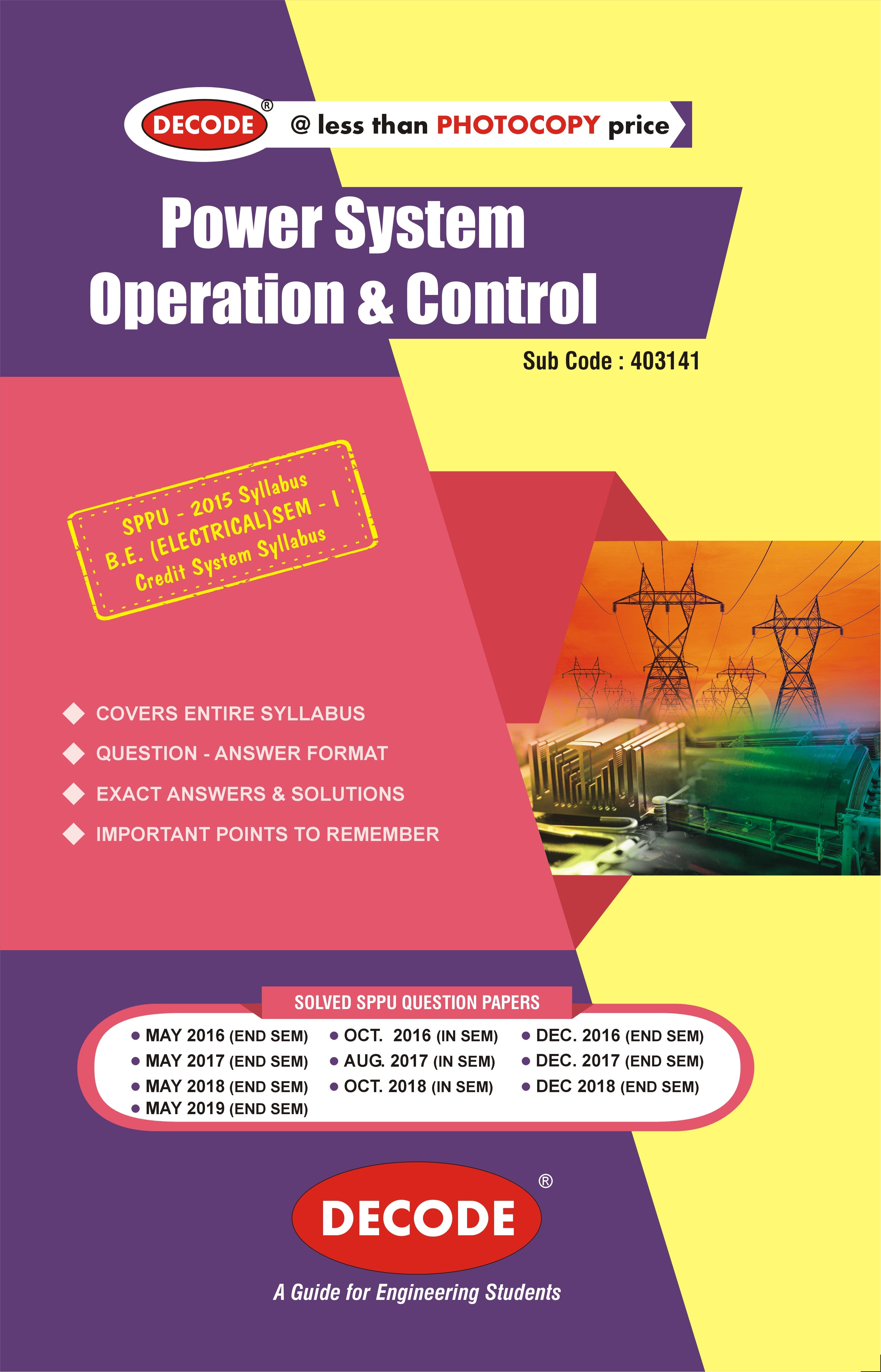 Power System Operation & Control for SPPU 15 Course (BE - I - Electric – BookStation
