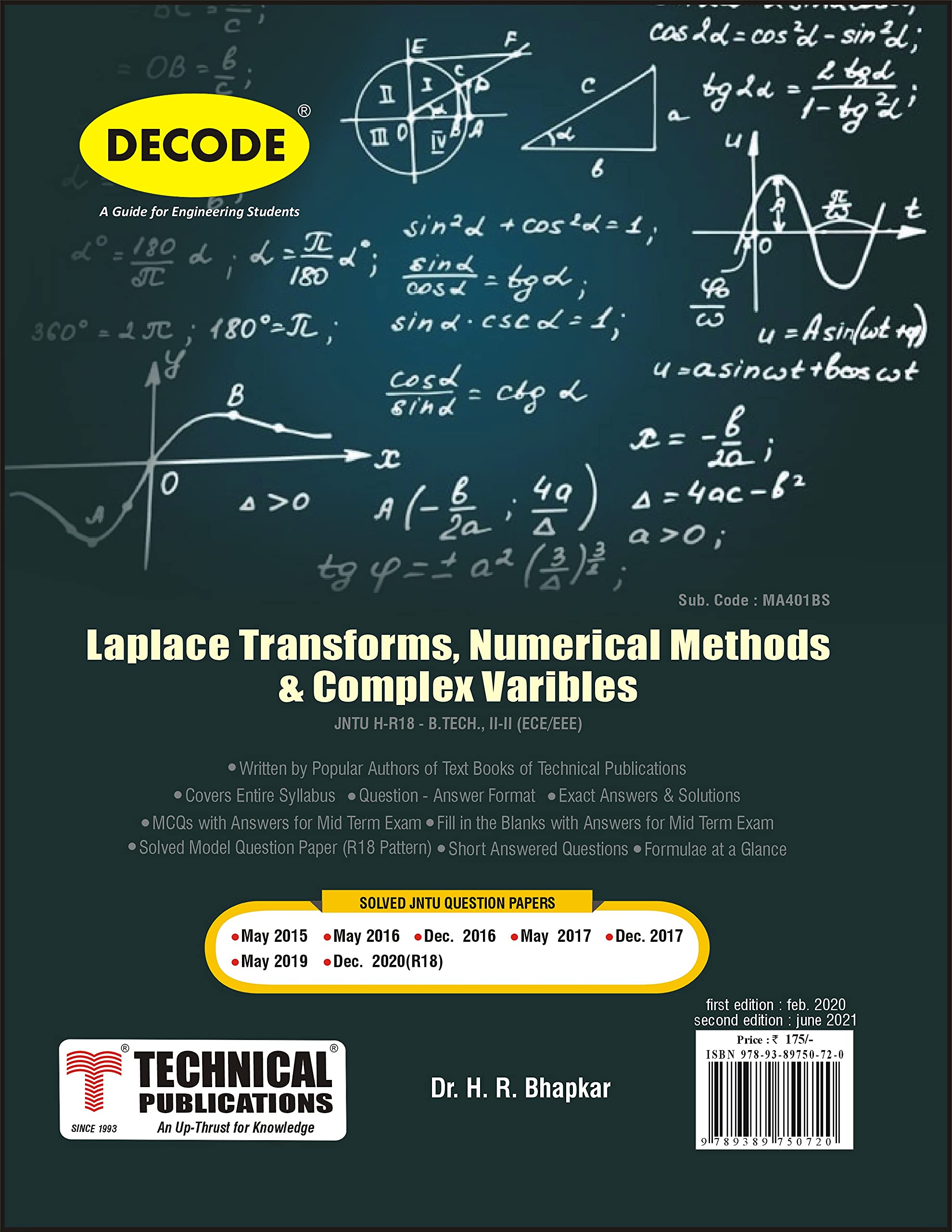 LAPLACE TRANSFORMS, NUMERICAL METHODS & COMPLEX VARIBLES for JNTU-H 18 – BookStation